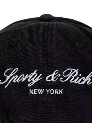 SPORTY & RICH Logo-embroidered Baseball Cap - Black
