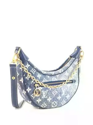 LOUIS VUITTON Monogram Jacquard Denim Loop Hobo Bag - Blue