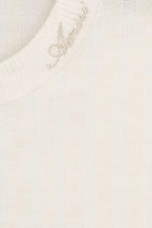 Amiri Script Knit Henley - Alabaster