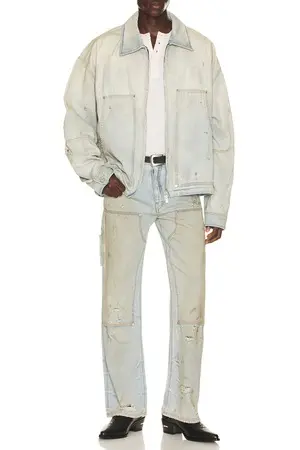 Amiri Script Knit Henley In White - Alabaster