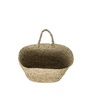 OLIVE GROVE Handwoven Seagrass Wall Mount Baskets With Handles, Set Of 2