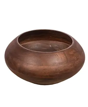 OLIVE GROVE Modern Round Wood Bowl - Brown