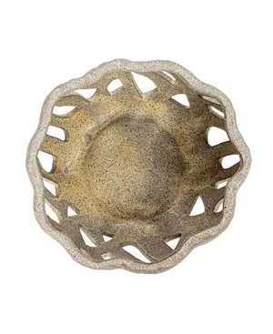 OLIVE GROVE Speckled Stoneware Bread Basket With Reactive Glaze