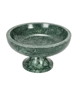 OLIVE GROVE Marble Footed Pedestal Bowl - Green