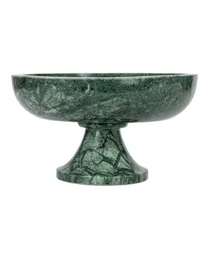 OLIVE GROVE Marble Footed Pedestal Bowl - Green