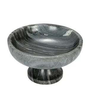 OLIVE GROVE Marble Footed Pedestal Bowl - Grey