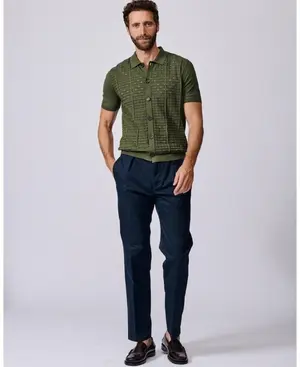 Aubin Manor Textured Button Through Polo