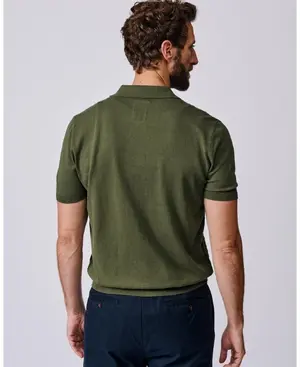 Aubin Manor Textured Button Through Polo
