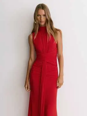 REISS Starla Petite Sheer Ruched Sleeveless Maxi Dress