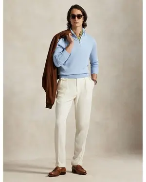 Polo Ralph Lauren Cotton Quarter Zip Mock Neck Sweater - Blue