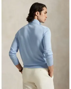 Polo Ralph Lauren Cotton Quarter Zip Mock Neck Sweater - Blue