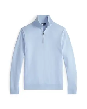 Polo Ralph Lauren Cotton Quarter Zip Mock Neck Sweater - Blue