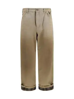 GOLDEN GOOSE Cotton Pants With Check Detail