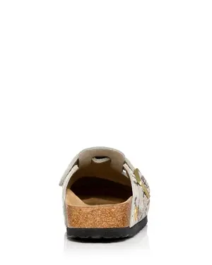 BIRKENSTOCK Boston Printed Suede Clogs