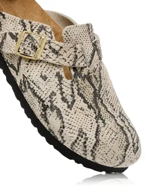 BIRKENSTOCK Boston Printed Suede Clogs
