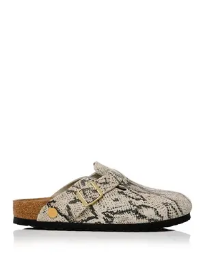 BIRKENSTOCK Boston Printed Suede Clogs - Oyster