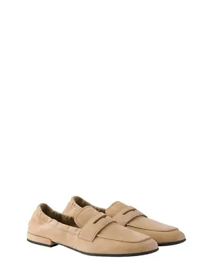 Prada Shuffle Antiqued Suede Leather Loafers