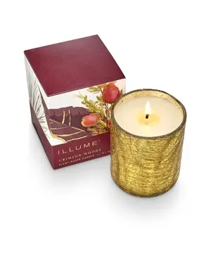 ILLUME Crimson Woods Small Boxed Crackle Glass Candle, 8.3 Oz