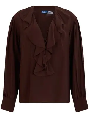 Polo Ralph Lauren Ruffled Long-sleeve Top - Brown