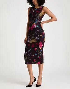 Versace Midi Dress Size Polyester, Elastane