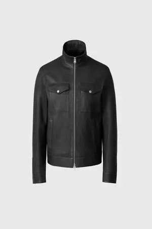 Mackage Otto-pb Pebble Leather Jacket - Black