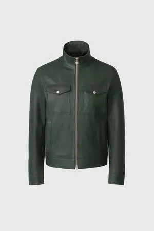 Mackage Otto-pb Pebble Leather Jacket - Evergreen