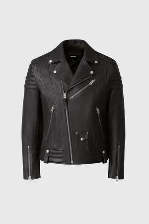 Mackage Kenneth-pb Leather Moto Jacket - Black