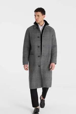Mackage Beckett-pl Double-face Wool Balmacaan Coat - Navy-coffee