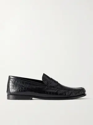 TOTEME Croc-effect Leather Loafers