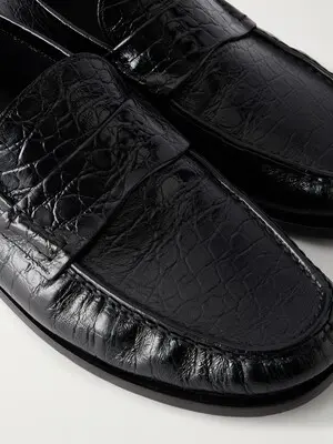 TOTEME Croc-effect Leather Loafers