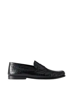TOTEME Croc-effect Leather Loafers - Black