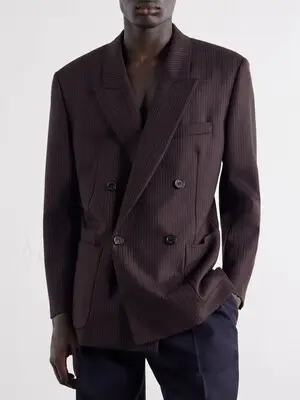 Saint Laurent Double-breasted Pinstriped Wool-blend Suit Jacket