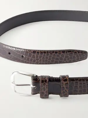 TOTEME 2.5cm Croc-effect Leather Belt - Brown