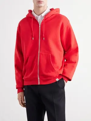 TOTEME Cotton-fleece Zip-up Hoodie - Red