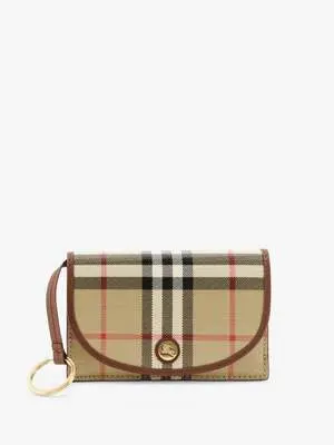 Burberry Coated Canvas Wallet With Check Pattern - Beige