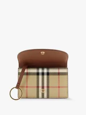 Burberry Coated Canvas Wallet With Check Pattern