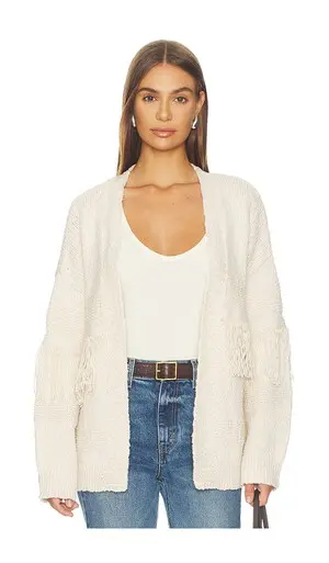 Autumn Cashmere Fringe Oversized Cardigan In Neutral - Sand