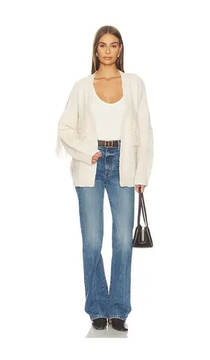 Autumn Cashmere Fringe Oversized Cardigan In Neutral
