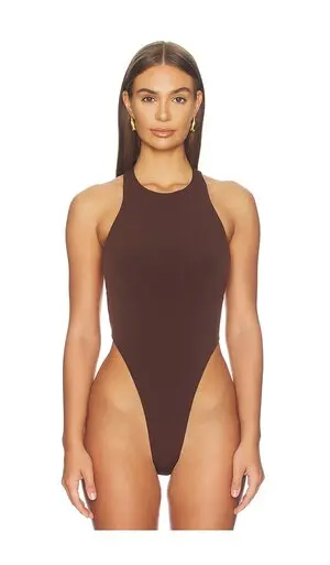 Andamane Fonda Halter Bodysuit In Chocolate