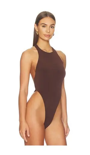 Andamane Fonda Halter Bodysuit In Chocolate