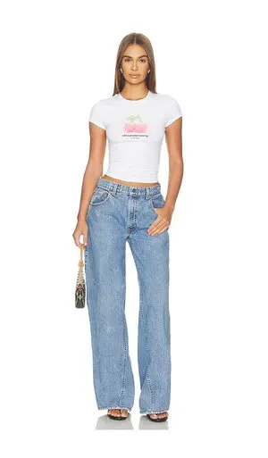Alexander Wang Fitted Ringer Tee With Cherry Graphic