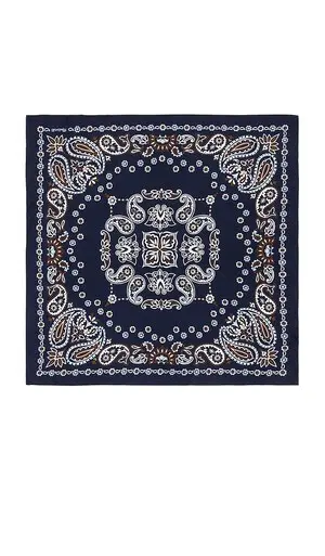 Madewell Medium Silk Bandana In Petit Flower Deep Indigo - Navy