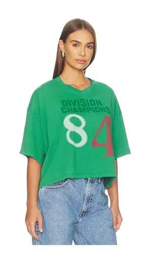 Daydreamer Division Champs Cropped V-neck Tee In Green