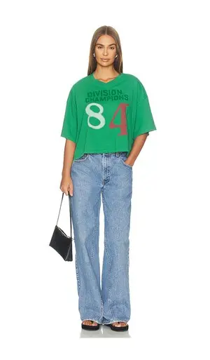 Daydreamer Division Champs Cropped V-neck Tee In Green