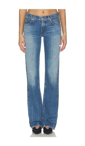 Eterne Denim Low Rise Bootcut Jean In Blue - Medium Indigo