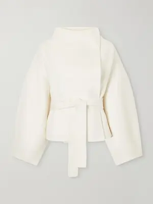 THE FRANKIE SHOP Onelle Belted Wool-blend Short Coat - White