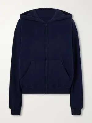 SKIMS Hooded Cotton-fleece Sweatshirt - Navy