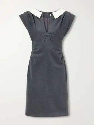 SHUSHU/TONG Gathered Wool-blend Midi Dress - Gray