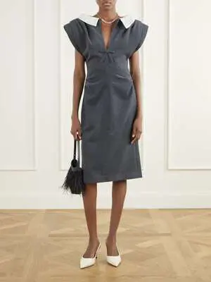 SHUSHU/TONG Gathered Wool-blend Midi Dress