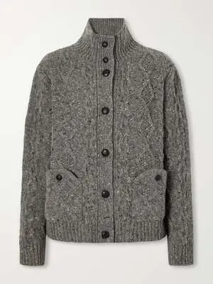 BLAZÉ MILANO Elfe Joni Cable-knit Wool-blend Cardigan - Gray